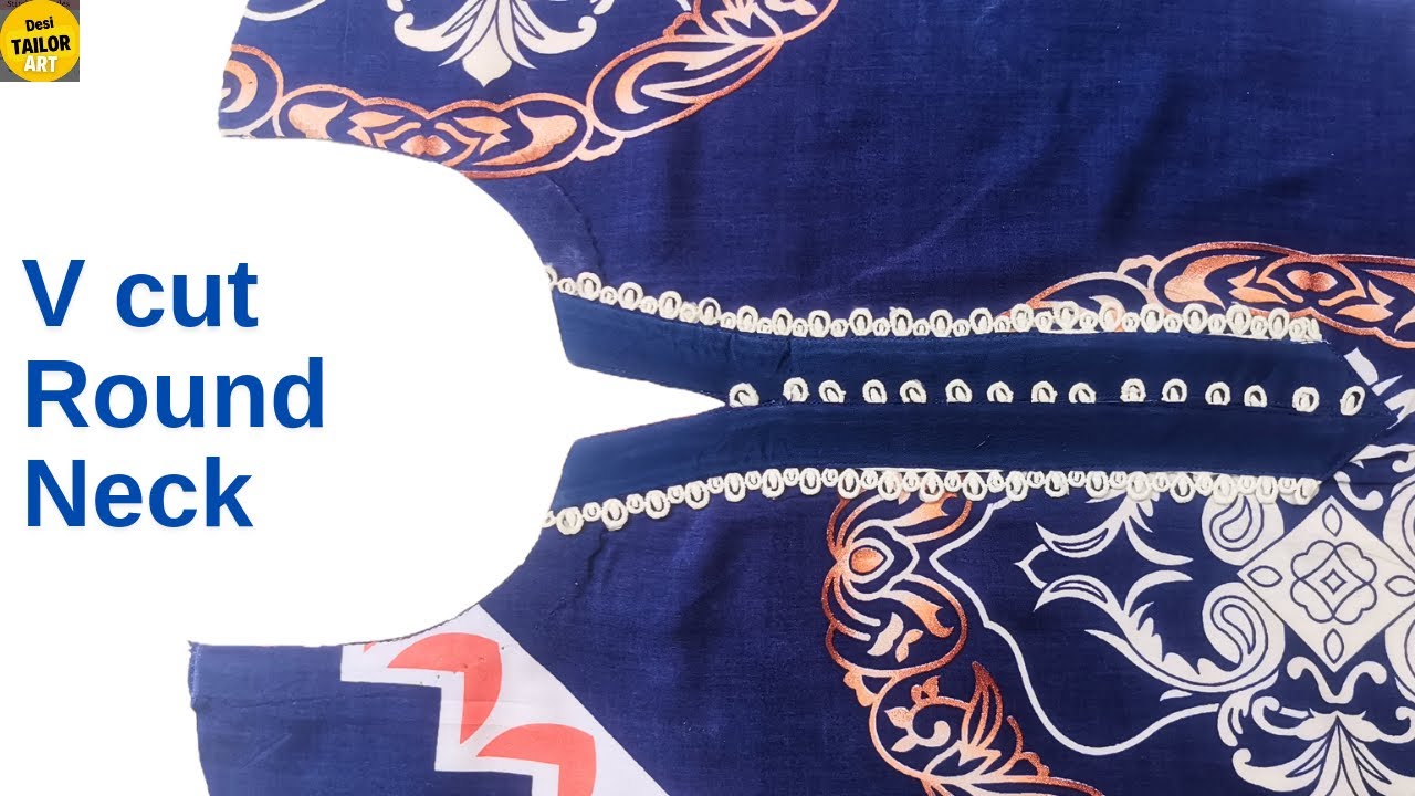 V Cut Round Neck Design Cutting and Stitching | Pakistani Neck Design ...