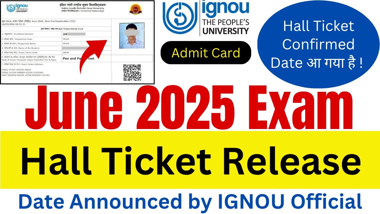 IGNOU Hall Ticket For June 2025 Exam | IGNOU Admit Card Download 2025 ...