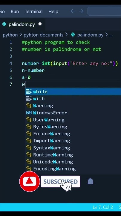 Python Program To Check Number Is Palindrome Or Not💖👌shorts Python