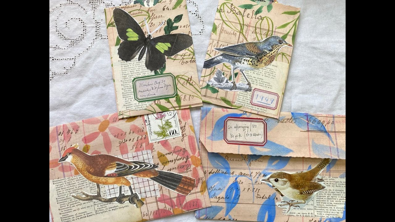 Craft with me | Simple envelopes and flip pockets with scanned painted ...