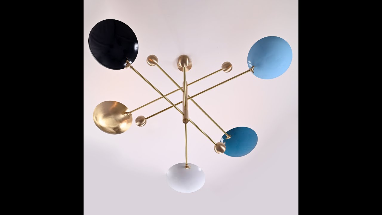 5 Lights Colorful Orbital Pendant Lamp made of full Brass Uplifting ...