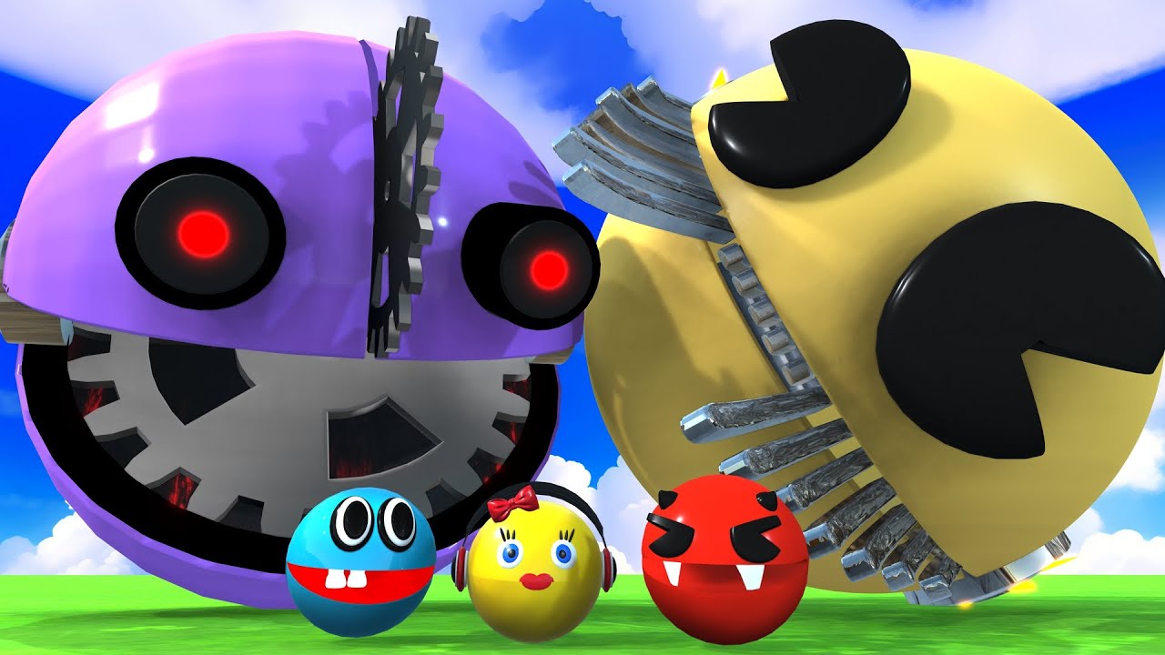 PACMAN & MS-PACMAN & ROBOT PACMAN VS CARTOON CAT & MONSTER PACMAN - YouTube