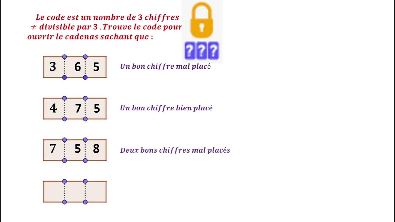 Déchiffrer le code, critère de divisibilité par 3, logique, maths pour ...