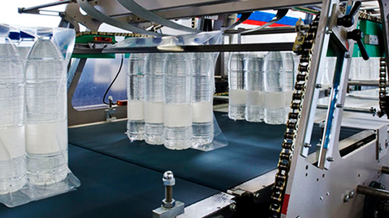 6 water bottles one pack sleeve sealing shrinking packaging line вода ...