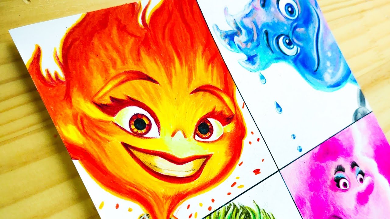 [DRAW]"Elemental" Disney pixar::Amber,Wade....엘리멘탈 디즈니픽사 그리기 - YouTube