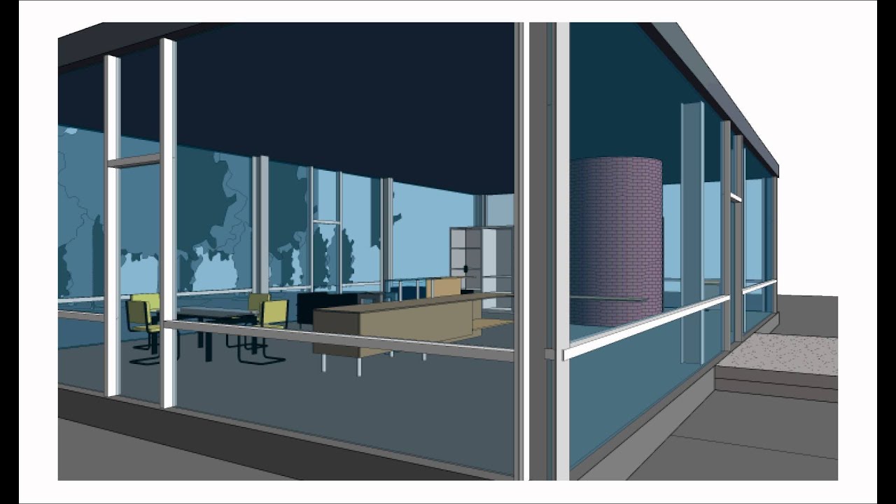 Philip Johnsons Glass House Walkthrough in Revit - YouTube