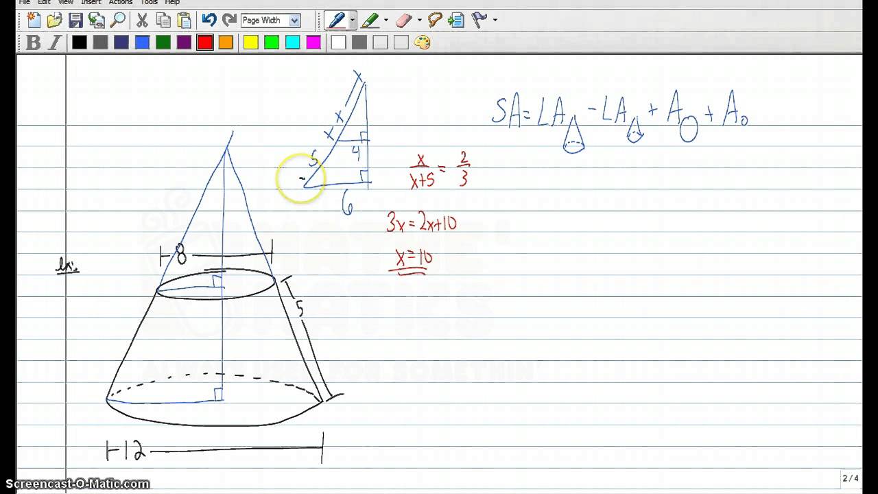 Surface Area Frustum Problem - YouTube