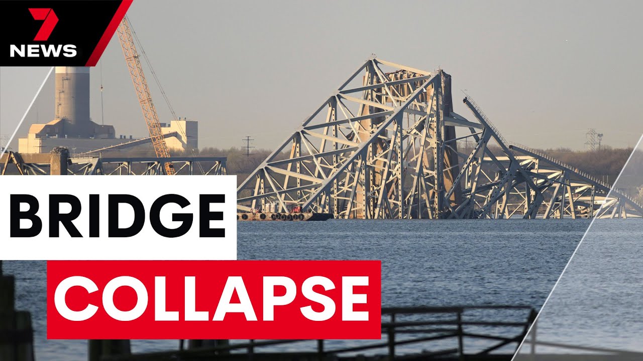 Baltimore Bridge destruction cleanup underway | 7 News Australia - YouTube