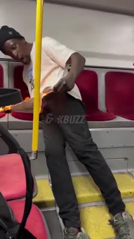 Man on Toronto TTC sets shirt on fire - YouTube