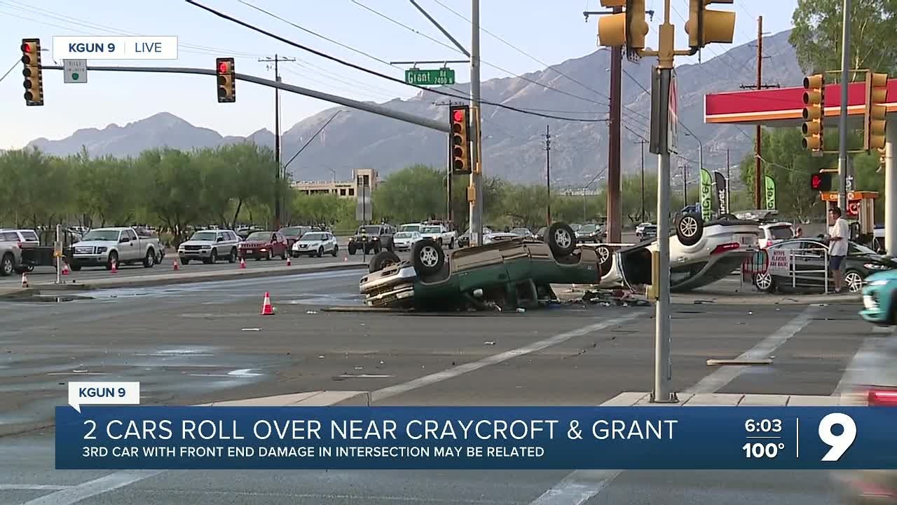 Live Look: Two cars roll over at Grant and Craycroft - YouTube