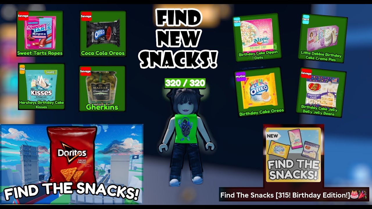 Find 15 NEW Snacks in "Find the Snacks (320)" Roblox with Timestamps ...