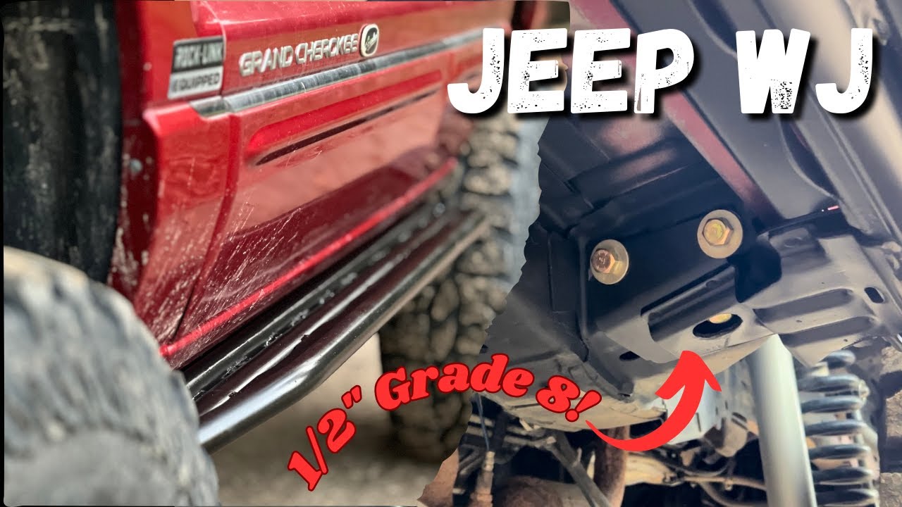 Jeep WJ Cheap DIY ROCK SLIDERS | Bolt on and Functional - YouTube