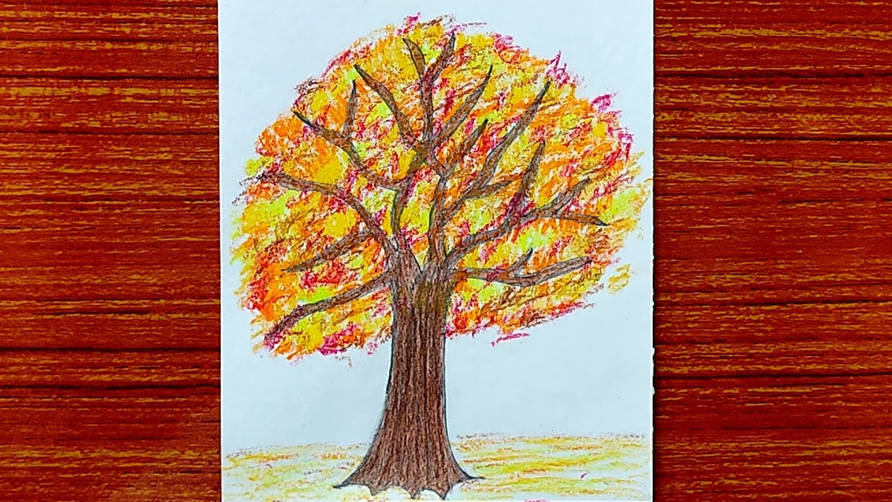 How to draw Fall tree / Autumn tree drawing/ H2 Art🎨 - YouTube