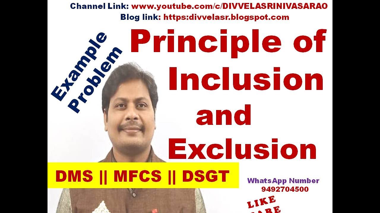 Principle of Inclusion and Exclusion (Example Problem ) || Principle of ...