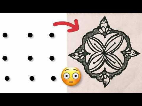 How to draw a cute drawing with 9 points || very easy dots drawing step ...
