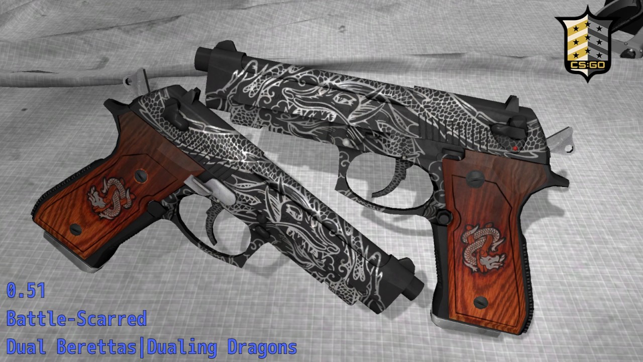 Dual Berettas Dualing Dragons - Skin Wear Preview - YouTube
