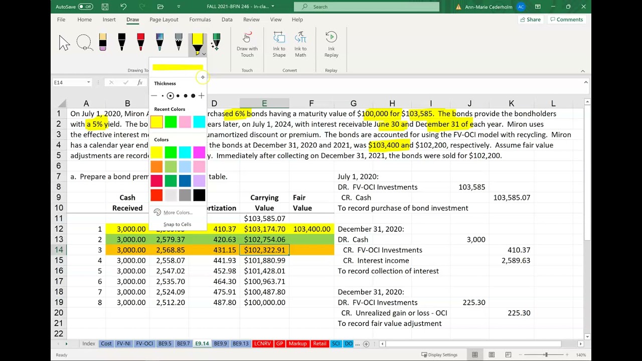 Bond Investment (FV-OCI) (E9.14) - YouTube