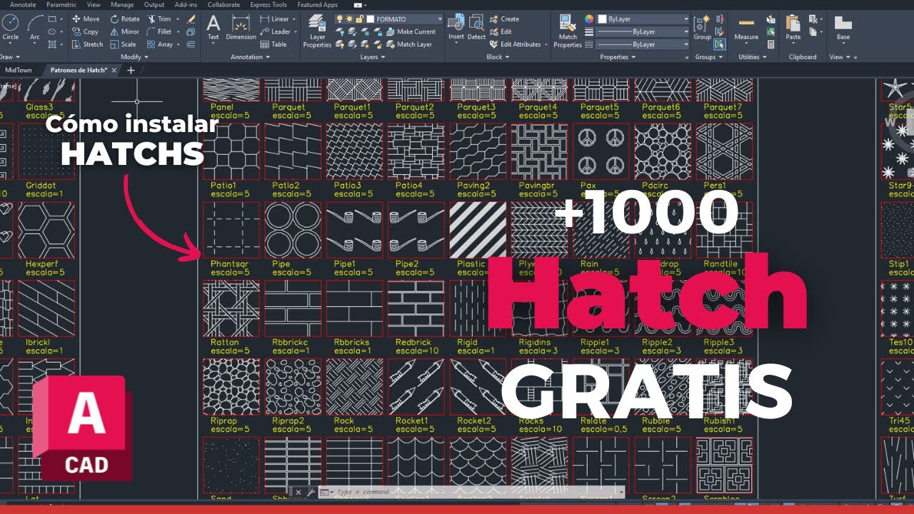 Cómo Instalar nuevos HATCH o SOMBREADOS en AUTOCAD - YouTube