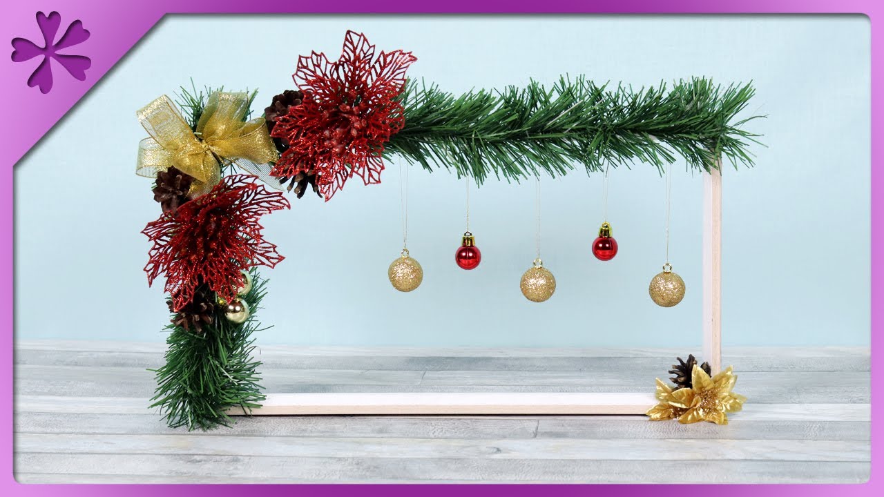 DIY Christmas frame with hanging Christmas balls, wall decoration (ENG ...