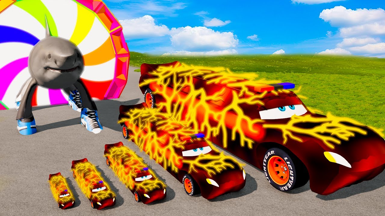 Big & Small Long Lava Police Lightning McQueen Hot Magma with Thomas ...