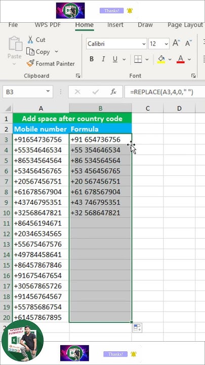 Add Space After Country Code In Excel 👍sanjib Ki Pathshala Exceltips Exceltricks