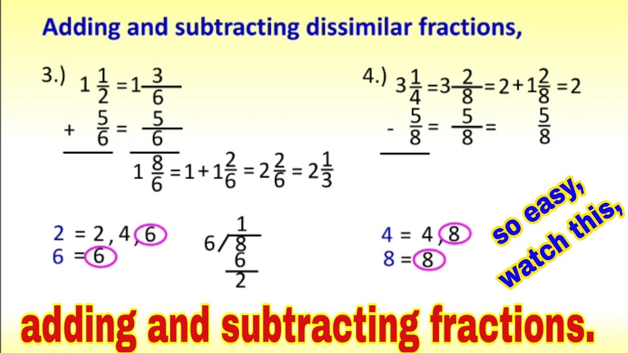 How To Add And Subtract Similar And Dissimilar Fraction With Or Without how-to-add-and-subtract-similar-and-dissimilar-fraction-with-or-without
