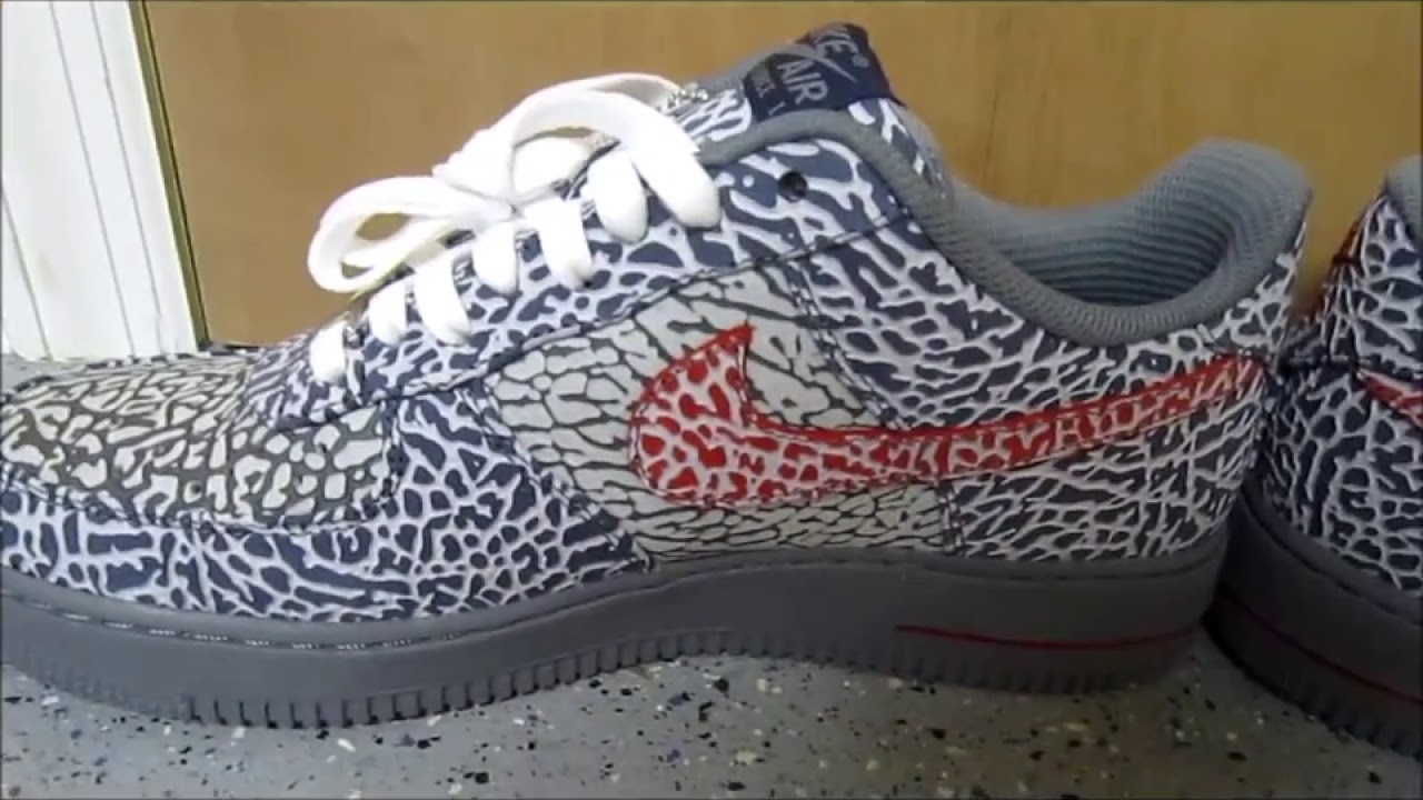 Nike AF1 Elephant Print Addict Sneaker Designed By Dj Delz W/ Red Laces ...