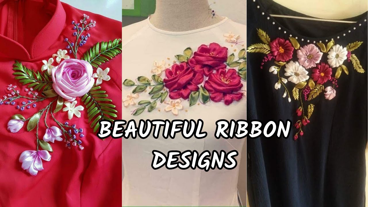Beautiful ribbon design for neck shirts - YouTube