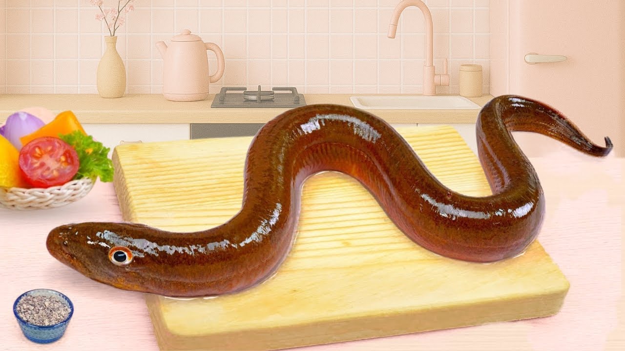 Catch and Cook Eel 🤤 How to Make Grilled Eel Over Rice in Tiny Kitchen Cooking | Mini Cooking ...