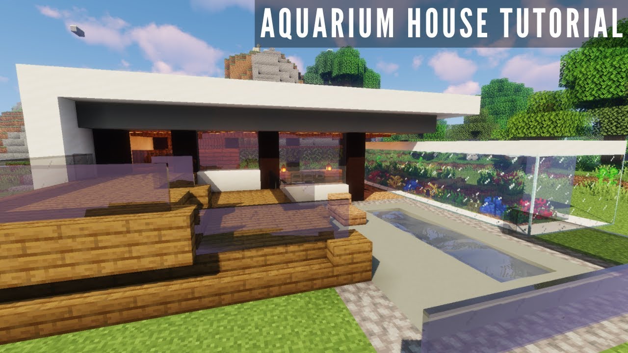 Minecraft: AQUARIUM HOUSE TUTORIAL | How to Build a Small Modern House ...