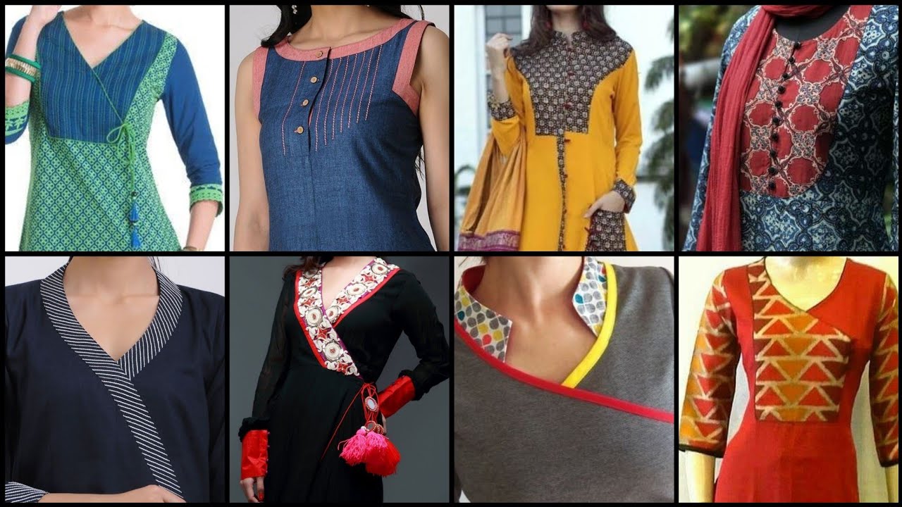 63 very Latest Neck Designs With Two Colour Fabric/ban Collar With ...