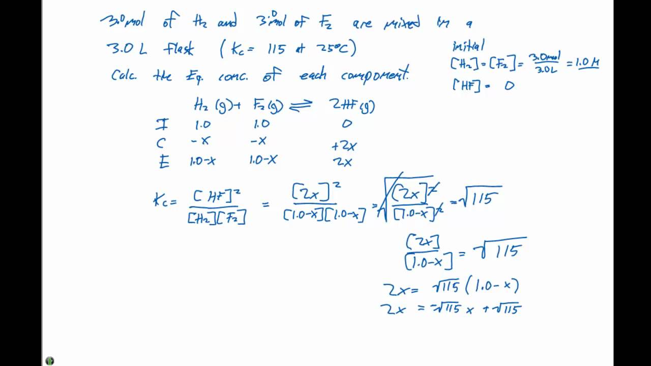 15.6 Calculating Equilibrium Concentrations Example #2 - YouTube