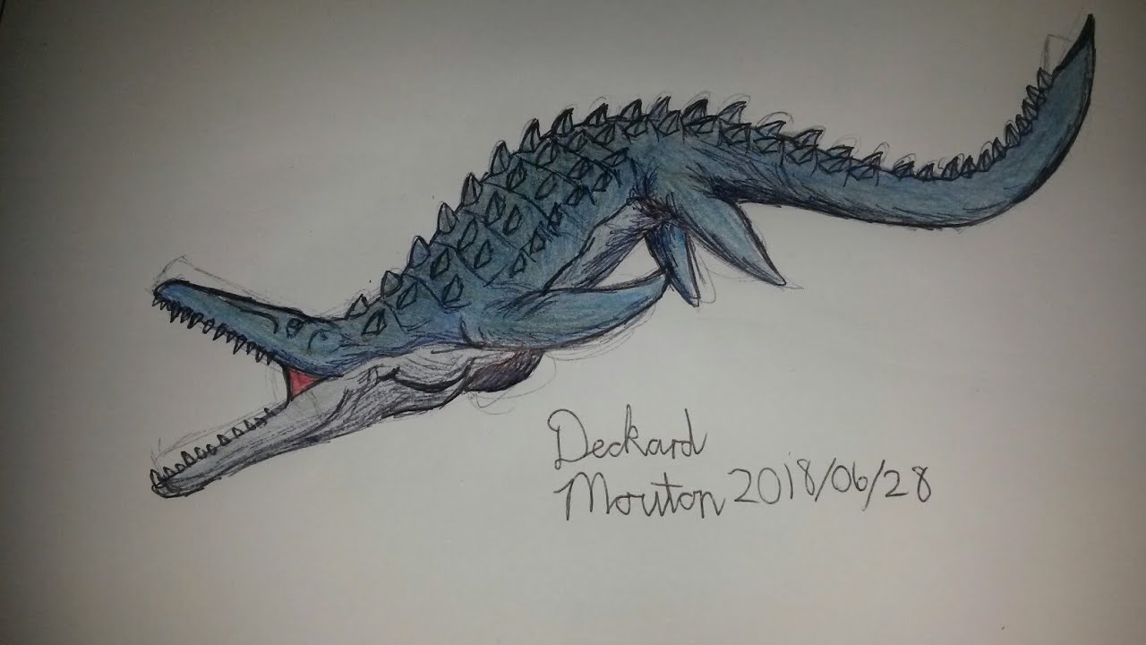 Jurassic World Mosasaurus speed drawing - YouTube