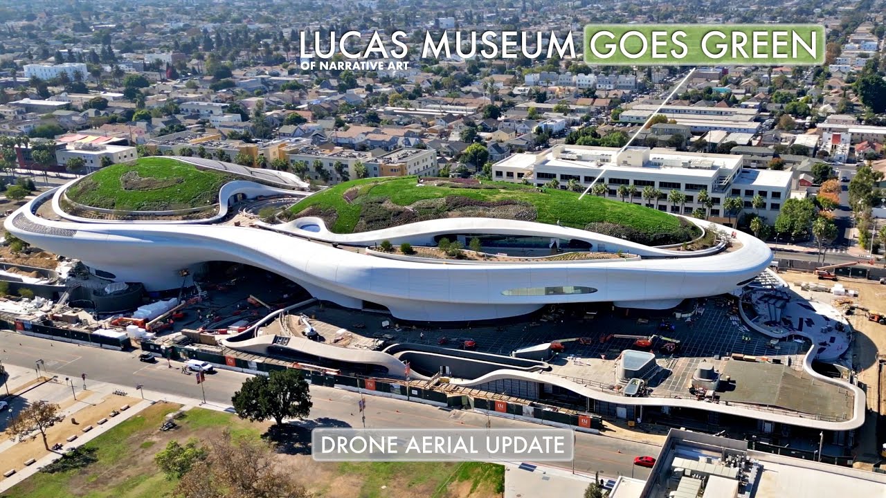 $1.5BN George Lucas Museum Aerial Construction Tour next to LA Coliseum ...