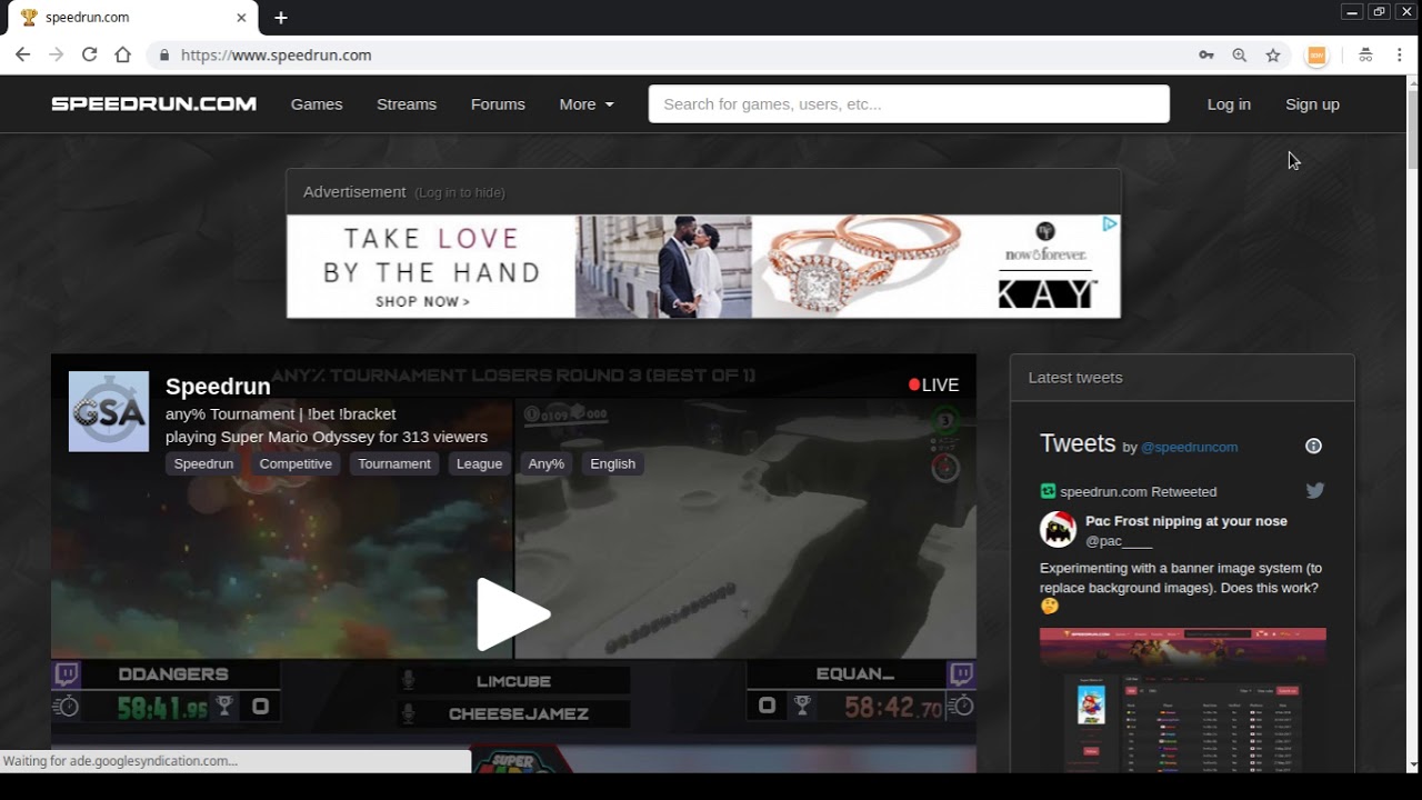 Hide stream on speedrun.com front-page - YouTube