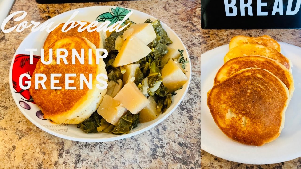 How To Cook TURNIP GREENS & CORNBREAD CAKES | Simple & Delicious # ...