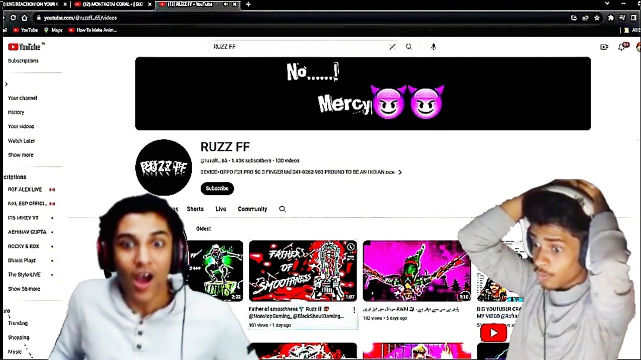 RUZZ Rock 😎Youtubers Shock😲 @NonstopGaming_ @Rgfalex @sidhu_giveaway ...