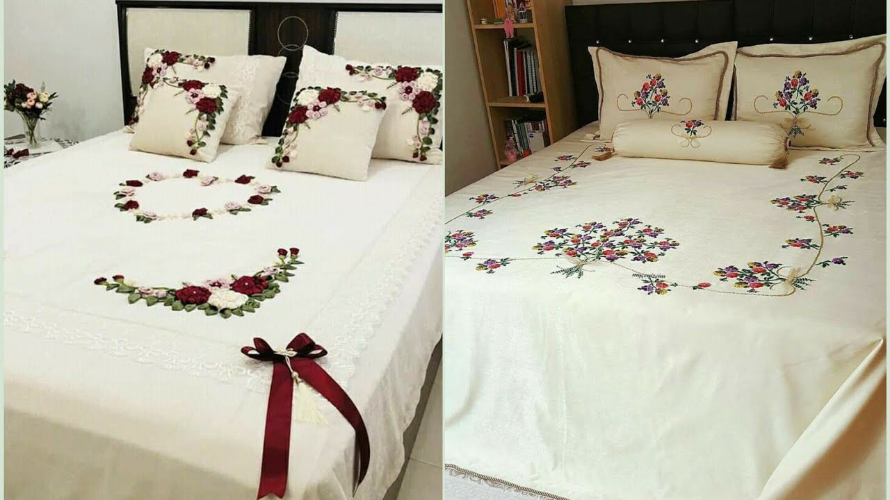 Top Class Hand Embroidered Bedsheets Collection || Homemade Embroidered ...
