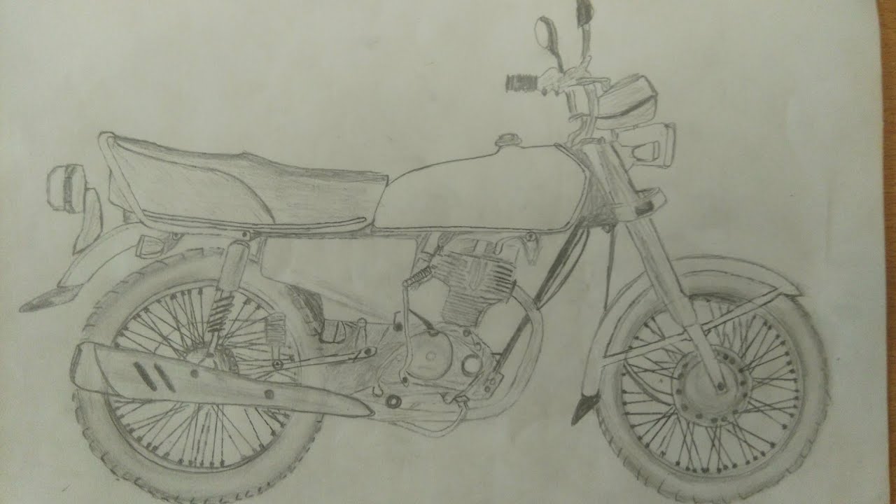 How to draw honda 125 bike Ahmed art drawing - YouTube