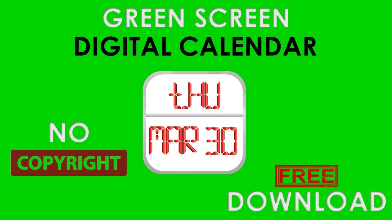 Green Screen Digital Calendar 2023 I NO COPYRIGHT I NO TEXT I Free ...