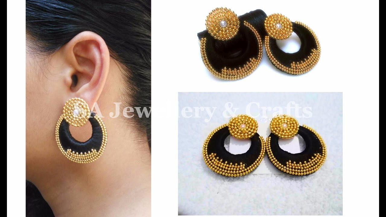 Designer Silk Thread Chandbali Earrings | DIY | Tutorial - YouTube