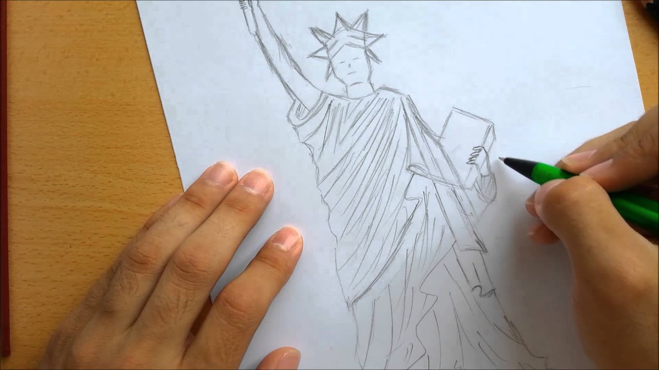 How to Draw a Statue of Liberty - YouTube
