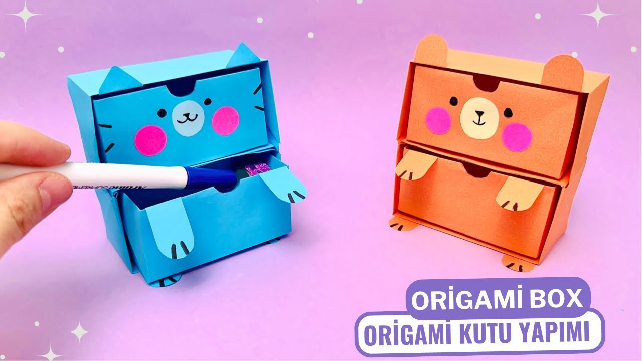 Origami Kağıttan Kutu Yapımı ( KEDİ ve AYI ) - Kağıttan Neler Yapılır ...