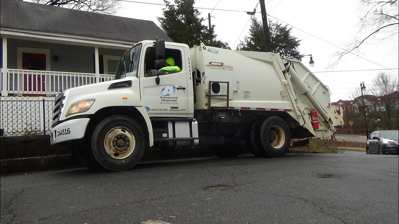 Advanced Disposal- Hino Conventional New Way Viper Rear Loader - YouTube