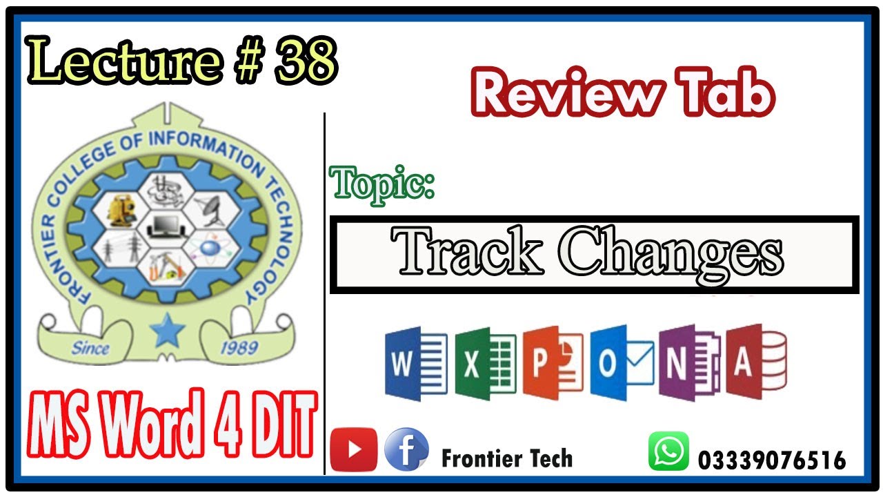 Lecture 38 How To Track Changes In MS Word Track Changes Lecture 38 How To Track Changes In MS Word Track Changes
