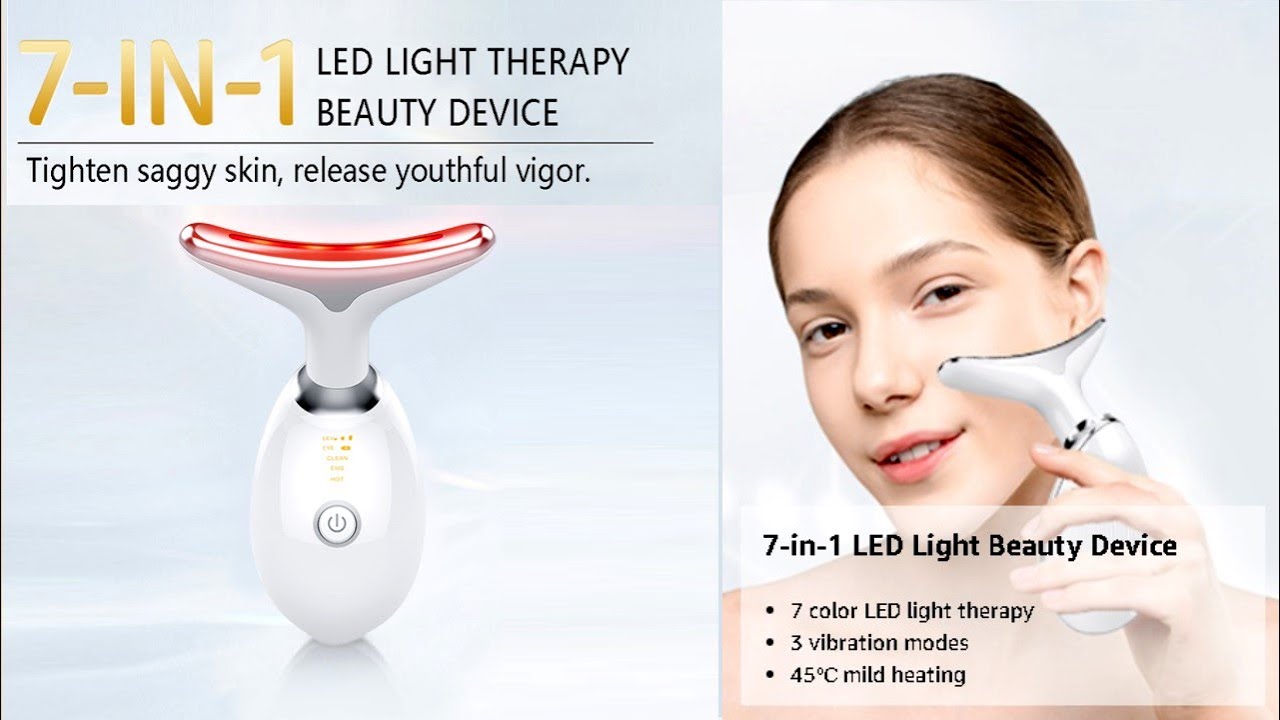 Light Therapy for Face and Neck, 7 Color Led Light Face Therapy Wand ...