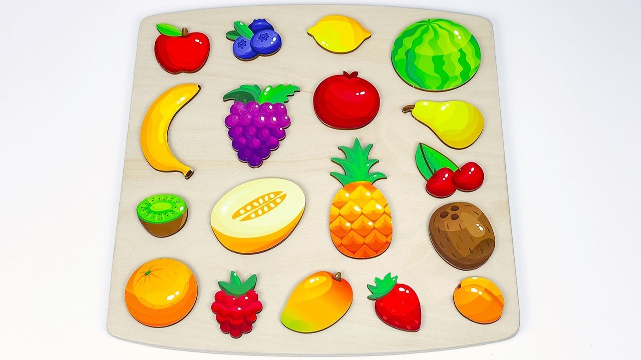 Fruits & Berries Puzzle - Apple, Banana, Orange, Cherry - YouTube