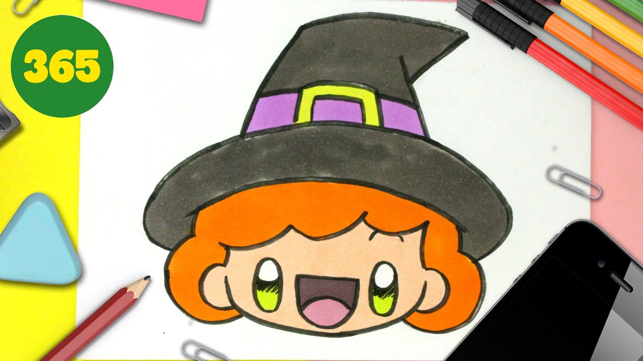 HOW TO DRAW A CUTE WITCH STEP BY STEP - YouTube