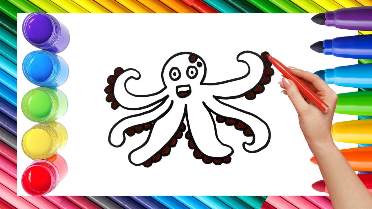 How To Draw cute Octopus Drawing, Painting & Coloring For Kids and ...