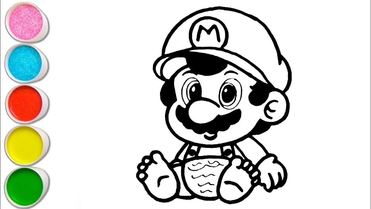Cute Super Mario Drawing, Painting and Coloring For Kids and Toddlers ...